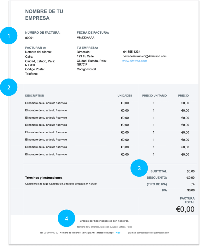 Modelo factura comisión venta