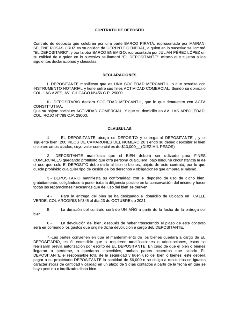 Contrato de depósito