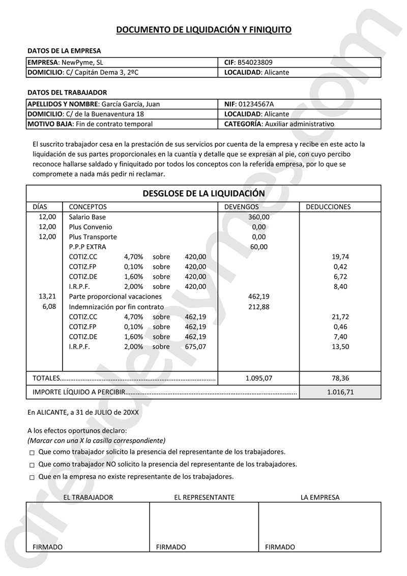 Calcular finiquito por excedencia voluntaria